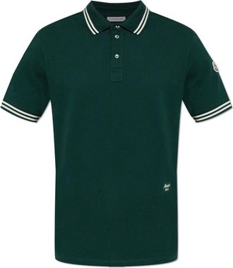 Moncler Homme, Tops, Vert, Taille: 2XL Polo avec logo brod&eacute;