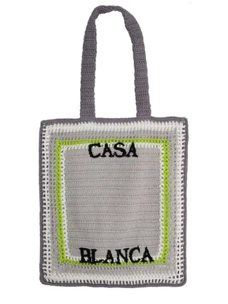 Casablanca Unisex Tote Bag With Logo Grey Cotton Handbags Hand