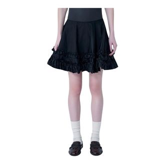 Ganni Duchesse Nylon Mini Frill Circle Skirt - - Skirts - Damen - Schwarzk - 2XS
