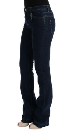 Costume National Womens Blue Cotton Bootcut Flared Jeans Clothing
