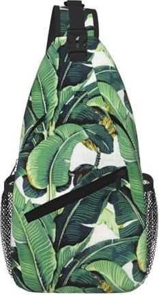 Generic Sacoche Tactique Imprim&eacute; de feuilles de bananier tropicales Mode Sacs &agrave; Bandouli&egrave;re R&eacute;glable Sac &agrave; Dos Militaire pour Voyage Camping Cyclisme