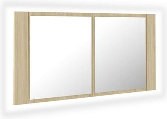 Les Tendances Armoire de salle de bain à miroir à LED Chêne sonoma 90x12x45