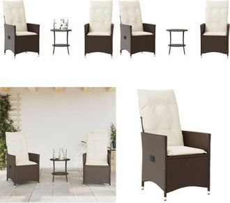 vidaXL 3-tlg. Bistro-Set mit Kissen Braun Poly Rattan - Gartensets - Bistroset - Gartenm&ouml;bel - Lounge Sessel - Relaxsessel - Home & Living