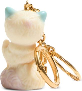 Valentino Garavani Enameled Cat Charm Keychain - White