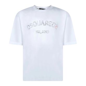 Dsquared2 Wei&szlig;es T-Shirt mit Distinctive Logo - - Tops - Herren - Wei&szlig; - M