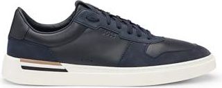 BOSS Hommes Clint Tenn Baskets à Lacets en Cuir et Cuir suédé avec Semelle Cupsole