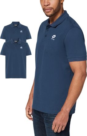 Lotto Poloshirt Herren blau, 2er Set in Größe 4XL I Poloshirt Kurzarm, Baumwolle I Poloshirts mit gesticktem Logo, vielseitig kombinierbar I Polohemd in 2 F