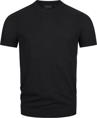 Indicode Herren INVasko T-Shirt Feinstrick mit Rippstricksaum | Herrenshirt Sommershirt M&auml;nner Black, XL