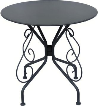 MYLIA Table de jardin D.80 cm en m&eacute;tal fa&ccedil;on fer forg&eacute; - Anthracite - GUERMANTES de MYLIA
