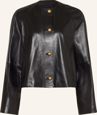 Max Mara Lederjacke Bouquet schwarz