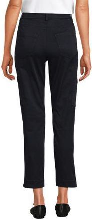 Lands End 7/8-Cargohose aus Lyocell-Mischung Mid Waist, Damen, Größe:42 petite, Schwarz, Baumwolle/Lyocell (Viskose)/Baumwoll-Mischung, by Lands End