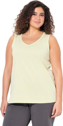 Ulla Popken Damen gro&szlig;e Gr&ouml;&szlig;en &Uuml;bergr&ouml;&szlig;en Plus Size Top, V-Ausschnitt, Classic, &auml;rmellos Pistazie 58+ 724584407-58+