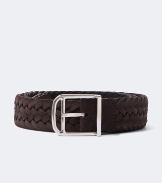 Brioni Ceinture tress&eacute;e en daim