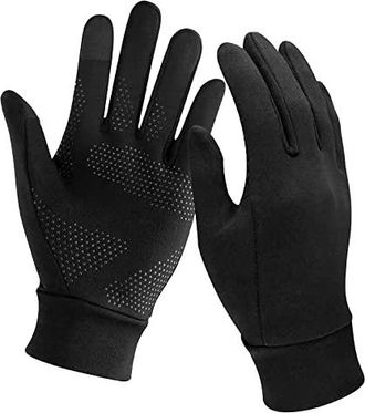 Generic Unisexe Gants Doublure Chauffants, sous Gants à Écran Tactile Gants de Cyclisme Gants de Course à Pied Coupe-Vent Respirant Antidérapant pour Vélo Exe