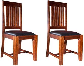Massivmoebel24 OXFORD Stuhl 15 mit Polster schwarz 2er Set 48x51x100 Akazie nougat