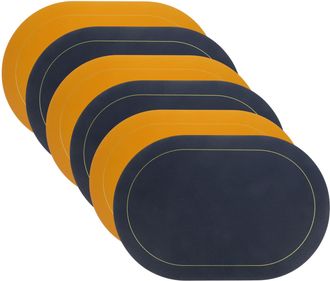 BESPORTBLE TOYANDONA 6 St&uuml;ck Teiliges PU Leder Tischset mit Hitzeisolierung Wasserdichtes Abwischbares Platzdeckchen in Blau gelb Dekorative Tischmatte f&uuml;r Essti