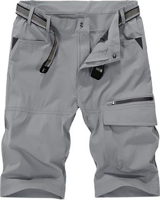 KEFITEVD Shorts descalade Respirant pour Hommes Shorts Légers dété Pantalons Courts Nylon Mâle,Gris Clair,32