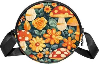 Generic Sac &agrave; bandouli&egrave;re rond rond pour femme, petit sac &agrave; bandouli&egrave;re champignon avec fermeture &eacute;clair, bretelles r&eacute;glables, d&eacute;contract&eacute; pour femmes et fill