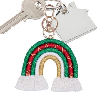 Generic Porte-cl&eacute;s P&egrave;re No&euml;l | Fournitures de f&ecirc;te arc-en-ciel tiss&eacute; mignon de dessin anim&eacute; - Porte-cl&eacute;s de No&euml;l | Pour Thanksgiving, vacances, f&ecirc;te dannivers