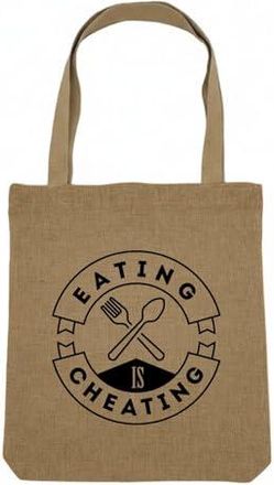 Fabulous Sac Shopping Tote Bag Aspect Lin - Eating is Cheating Party Drinking Aperitif Alcohol - Sac de Courses Toile Epaisse 360g Beige Naturel Cabas Port&eacute; Ep