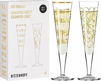 Ritzenhoff 6031006 Champagnerglas 200 ml - Serie Goldnacht Duett Best of 2022, 2 St&uuml;ck mit Echt-Gold - Made in Germany