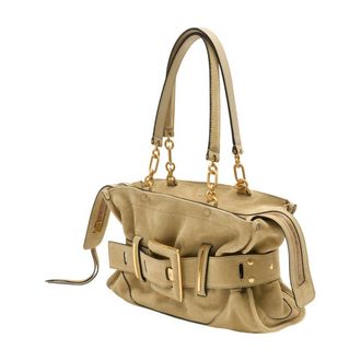 Balmain Womens Anthem Shoulder Bag Beige Calfskin