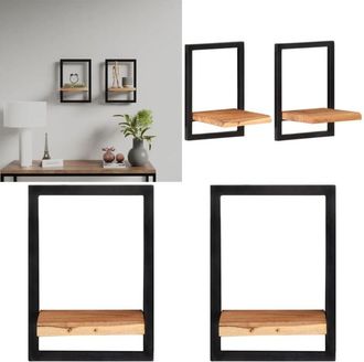 vidaXL Vidaxl - Wandregale 2 Stk. 25x25x35 cm Massivholz Akazie und Stahl - Holz Regal - Wandregal - Akasienholzhölzer - Wohnraum Dekoration - Regal Set