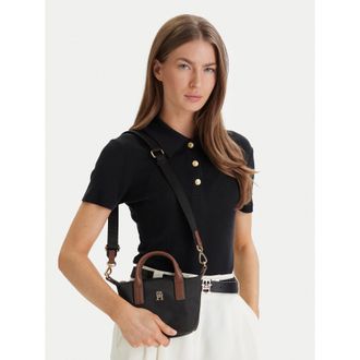 Tommy Hilfiger Handtasche Tommy Hilfiger Popette Micro Tote AW0AW18368 Schwarz