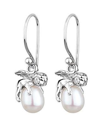 Elli Boucles dOreilles Femme Ange Gardien avec une Perle de Culture dEau Douce en Argent Sterling 925