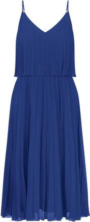 Apart Fashion Damen Plisseekleid, &auml;rmelloses Sommerkleid, Midikleid mit V-Ausschnitt, Spaghettitr&auml;ger mit Perlendetail, eleganter Swingrock, vollst&auml;ndig gef&uuml;ttertes