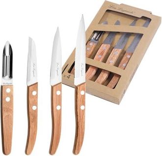 Lou Laguiole 497511NT01KK4 Forest Set mit 4 Messern, Edelstahl, Naturholz, 22 x 13 x 2 cm