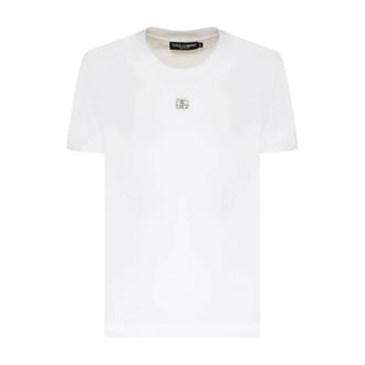 Dolce & Gabbana Femme, Tops, Blanc, Taille: 36 FR T-shirt Orn&eacute; de Cristaux