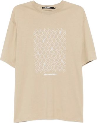 Karl Lagerfeld geometric-print crew-neck T-shirt - Nude