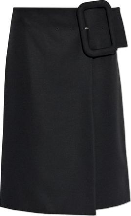 Ami Femme, Jupes, Noir, Taille: 36 FR Jupe en laine avec ceinture d&eacute;corative