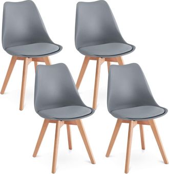 IDIMEX Esszimmerst&uuml;hle Abby 4er Set, Hellgrau - Essst&uuml;hle mit ergonomischer R&uuml;ckenlehne, K&uuml;chenst&uuml;hle aus robustem Polypropylen und pflegeleichtem Bezug, Ess