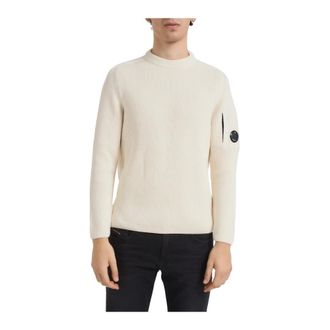 C.P. Company C.p. Company, Homme, Pulls, Blanc, Taille: XL Pull Col Rond Full Rib Lens