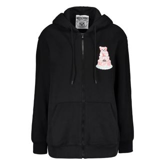 Moschino Baumwoll-Zip-Hoodie mit Logodetail - - Sweatshirts & Hoodies - Damen - Schwarzk - 2XS