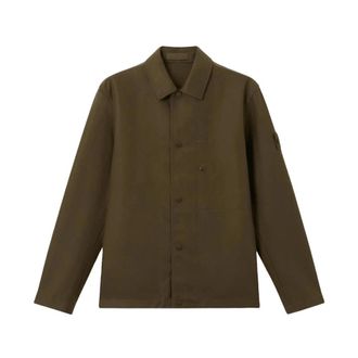 Stone Island Wool Nylon Flannel Ghost Overshirt - - Jackets - Herren - Gr&uuml;n - S