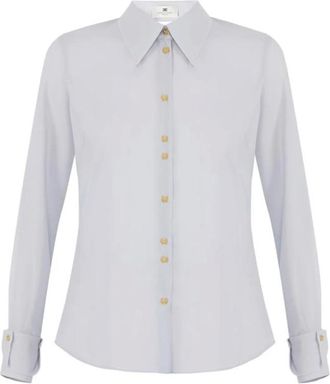 Elisabetta Franchi Femme, Blouses et Chemises, Bleu, Taille: 42 FR Chemise en Georgette
