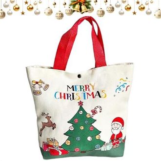 Generic Grand sac fourre-tout pour adulte Motif P&egrave;re No&euml;l et bonhomme de neige
