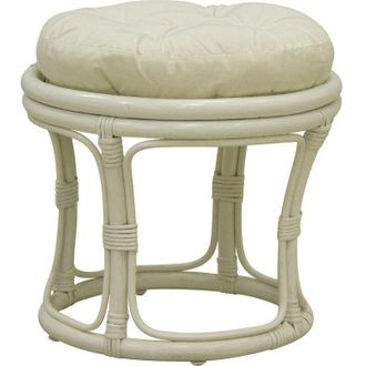 Aubry Gaspard Tabouret en rotin avec coussin Uni
