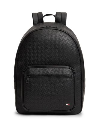 Tommy Hilfiger Rucksack TOMMY HILFIGER TH EMBOSSED FLAG BACKPACK, Gr. B/H/T: 30cm x 42cm x 13cm, schwarz, Lederimitat, Basic, Rucks&auml;cke Rucksack, Unisex Freizeitruck