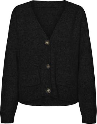 Vero Moda Vero Moda Vmboom Cardigan &agrave; col en V avec Boutons pour Femme GA Noos, Noir, Taille M, Noir, M