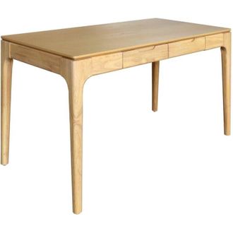 Sweeek Sweeek - Bureau bois dh&eacute;v&eacute;a placage fr&ecirc;ne 2 tiroirs naturel - l 120 x l 60 x h 76 cm - Alienor
