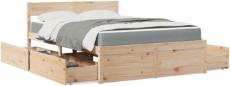 vidaXL Vidaxl - Lit avec tiroirs et matelas 120x190 cm bois massif de pin