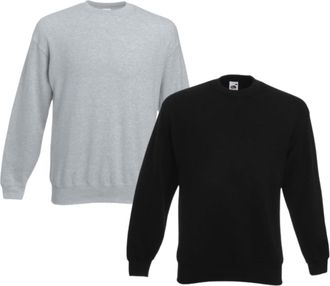 Fruit Of The Loom 2er Herren Sweatshirt Classic Set In Sweat M L XL XXL 3XL 4XL 5XL| Oeko-Tex Zertifiziert |Verschiedene Farbsets & HLKauf-Block(1x Schwarz, 1x Grau & 1