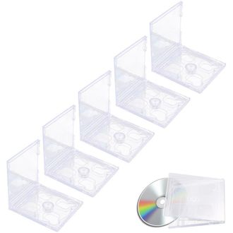 Valiclud DIKACA 5 St&uuml;ck Doppel CD Jewel Case aus Kunststoff Transparent Standardgr&ouml;&szlig;e mit Montiertem Fach und Verriegelung CD und DVD Aufbewahrung Kratzfest f&uuml;