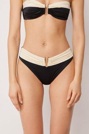Calzedonia Bikinihose Mit Hohem Bund Elegant Bicolor Schwarz