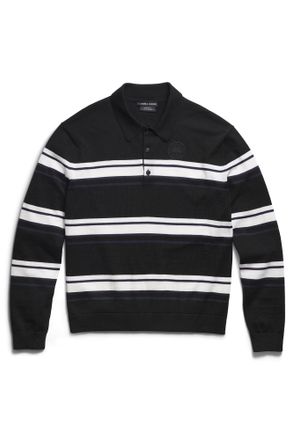 Canada Goose Gestreiftes Petitot Langarm-Poloshirt aus Strick
