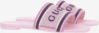 Gucci Striped Cotton-Blend Sliders - Pink